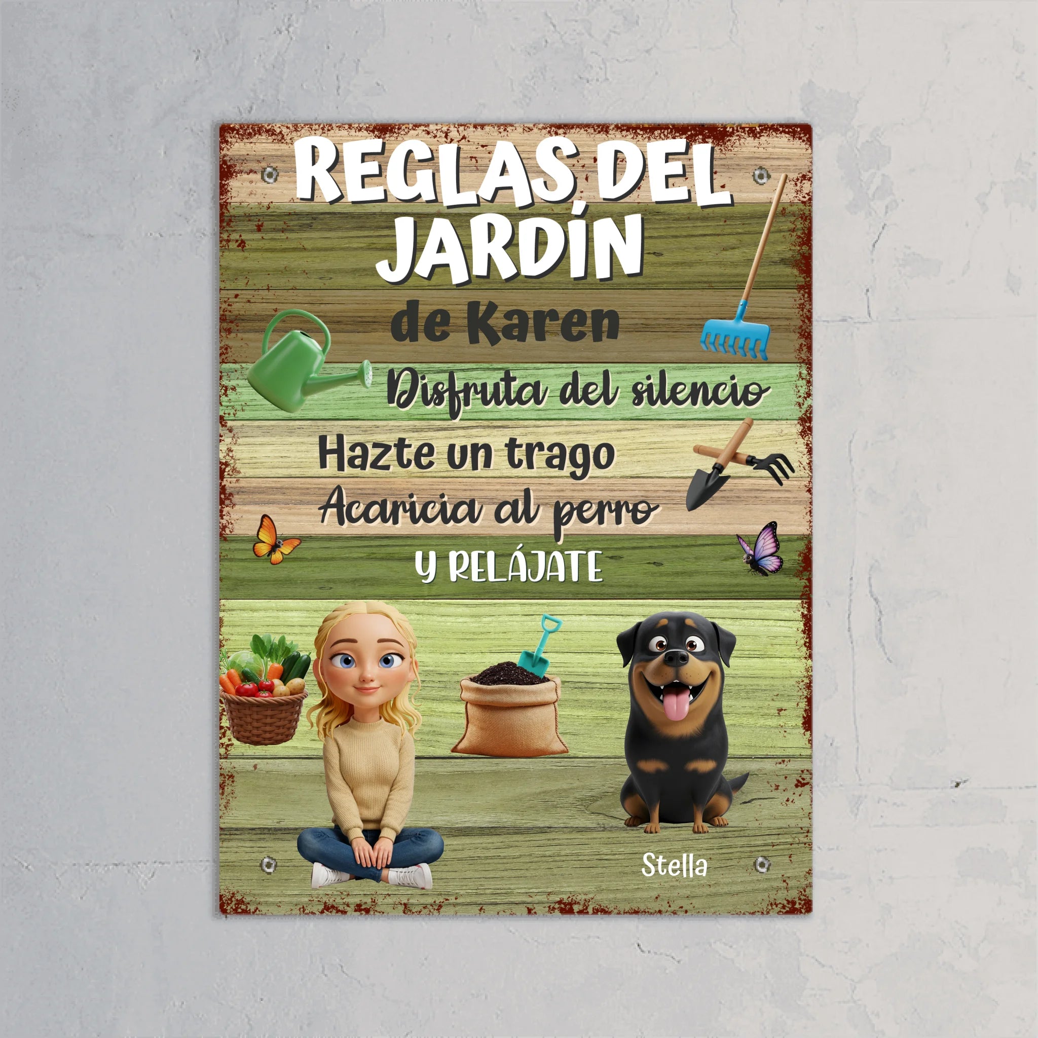Reglas del jardín - Cartel de jardín personalizado – Pet Printed ES